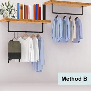 Folews Industrial Pipe Clothes Rack-38 Inch Clothing Rack Wall Mounted Heavy Duty Pipe Shelves for Hanging Clothes Coats Laundry Room Organizer Storage Hanger Shelf Space Saving (2Pack)