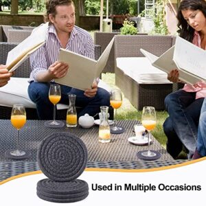 8 Pack Handmade Braided Drink Coasters Heat-Resistant Drink Coasters Boho Absorbent Coaster Minimalist Cotton Woven Coaster Set for Home Decor Tabletop Protection for Suitable Kinds of Cups (Grey)