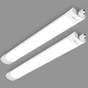 tobeter 2pcs led vapor tight light fixture, 2ft utility led shop lights with 18w 1800lm 4000k, linkable led tube lights, ip66 waterproof garage ceiling light for basement workbench office car wash