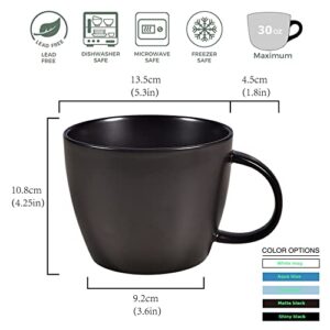 Matte Black Big Coffee Mug 30 oz Ceramic Tea Cup Extra Large Soup Bowl with Handle Microwave Safe, Gifts for Men Women Mom Dad Boyfriend Husband Wife or New Kitchen House Warming Presents