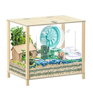 doolapet hamster cages, natural wooden hamster cage 23.6" l x 15.7" w x 18.9" h for syrian dwarf hamsters mice small animal