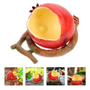 YARNOW Bird Feeder Bowl Parrot Food Cup Pomegranate Shape Melamine Feeding Coop Cups Clamp Water Cage Dish for Parakeet Conure Cockatiels Lovebird Budgie Dark Red