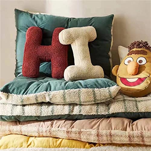 Naibyuki Plush Letter Throw Pillows Soft Decorative 3D English Alphabet Pillows Cushion for Couch Bed Car (R,12" W×15" L)