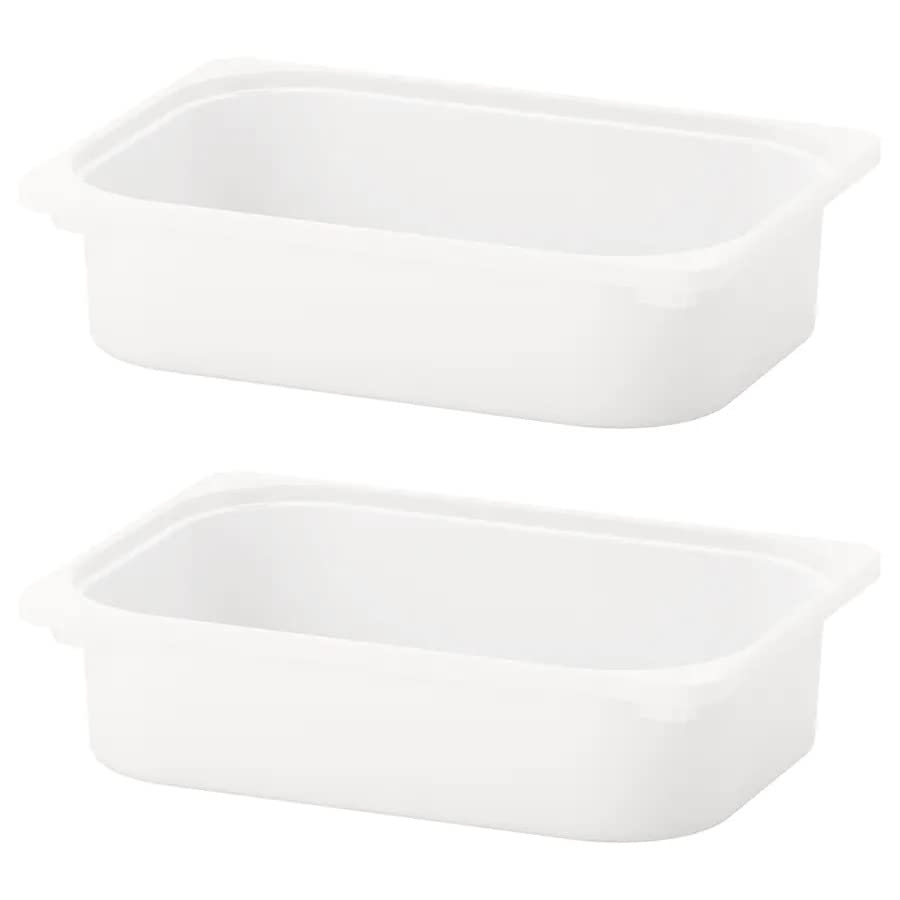 I-K-E-A 2x TROFAST Storage Box, White Container 16 ½x11 ¾x4 ''