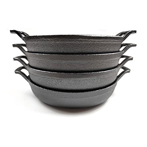 HAWOK Cast Iron Mini Serving Bowl Dia.5.6 inch with Bamboo Tray