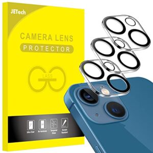 jetech camera lens protector for iphone 13 6.1-inch and iphone 13 mini 5.4-inch, 9h tempered glass, hd clear, anti-scratch, case friendly, does not affect night shots, 3-pack