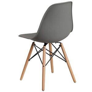 Merrick Lane Elton Series Moss Gray Polypropylene Accent Chair with Metal Braced Wooden Legs