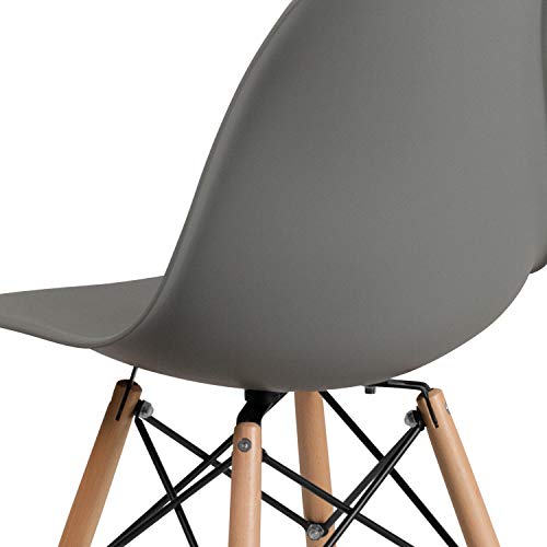 Merrick Lane Elton Series Moss Gray Polypropylene Accent Chair with Metal Braced Wooden Legs