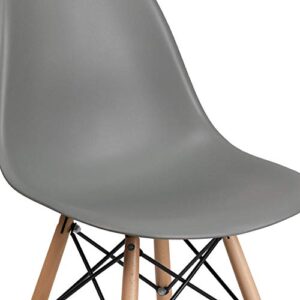 Merrick Lane Elton Series Moss Gray Polypropylene Accent Chair with Metal Braced Wooden Legs