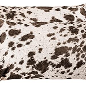 Set of 2, Natural Torino Cowhide Throw Pillows with Poly Insert | Kobe Accent Pillows Handcrafted from 100% Cow Hide, S&P Choco & White, 12 in x 20 in