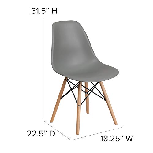 Merrick Lane Elton Series Moss Gray Polypropylene Accent Chair with Metal Braced Wooden Legs