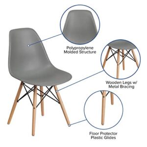 Merrick Lane Elton Series Moss Gray Polypropylene Accent Chair with Metal Braced Wooden Legs