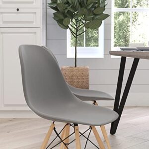 Merrick Lane Elton Series Moss Gray Polypropylene Accent Chair with Metal Braced Wooden Legs