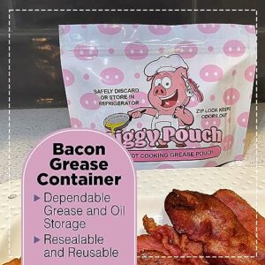 Piggy Pouch Bacon Grease Container Trapper Storage Bags Oil Keeper, Reusable, Airtight Design, Odor Free, 12 Ounce, Pack of 12