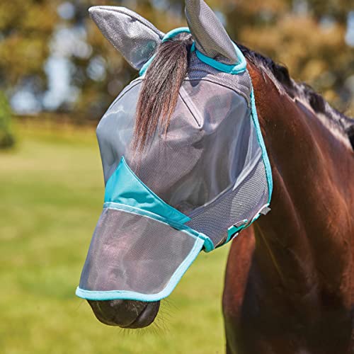 WeatherBeeta ComFiTec Deluxe Fine Mesh Mask with Ears & Nose, Grey/Turquoise, Cob