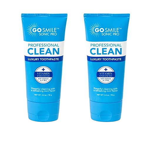 GO SMILE Professional Clean Luxury Teeth Whitening Toothpaste - Travel Size Tooth Enamel Whitener & Stain Remover, No Sensitivity - Dentist Recommended Vitamin Enhanced Formula - Mint 3.4 oz, 2 Pack