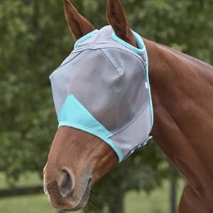 weatherbeeta comfitec deluxe fine mesh mask, grey/turquoise, small pony