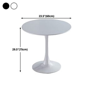 LITFAD Modern Artificial Wooden Dining Table Round Coffee Table Simple Kitchen Table with Metal Pedestal Base - Black 23.6" L x 23.6" W x 29.5" H