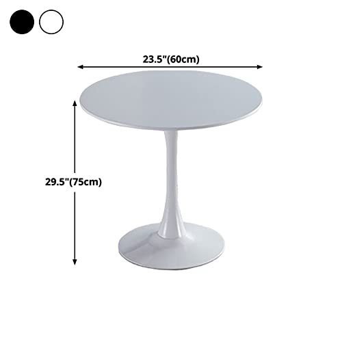 LITFAD Modern Artificial Wooden Dining Table Round Coffee Table Simple Kitchen Table with Metal Pedestal Base - Black 23.6" L x 23.6" W x 29.5" H