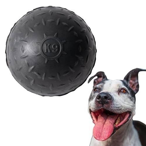 Monster K9 Ultra Durable Dog Ball - Made in USA - Tough, Strong Dog Chew Toy & Fetch Toy for Super, Extreme, & Aggressive Chewers - Heavy Duty Non-Toxic Natural Rubber - Medium Large Dogs