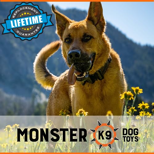 Monster K9 Ultra Durable Dog Ball - Made in USA - Tough, Strong Dog Chew Toy & Fetch Toy for Super, Extreme, & Aggressive Chewers - Heavy Duty Non-Toxic Natural Rubber - Medium Large Dogs