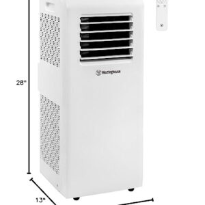 Westinghouse 8,000 BTU Air Conditioner Portable For Rooms Up To 200 Square Feet, Portable AC with Home Dehumidifier, 3-Speed Fan, Programmable Timer, Remote Control, Window Installation Kit,White