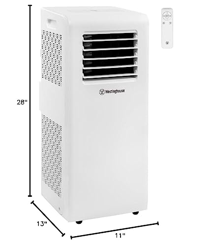 Westinghouse 8,000 BTU Air Conditioner Portable For Rooms Up To 200 Square Feet, Portable AC with Home Dehumidifier, 3-Speed Fan, Programmable Timer, Remote Control, Window Installation Kit,White