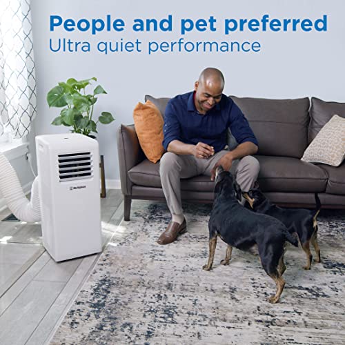 Westinghouse 8,000 BTU Air Conditioner Portable For Rooms Up To 200 Square Feet, Portable AC with Home Dehumidifier, 3-Speed Fan, Programmable Timer, Remote Control, Window Installation Kit,White