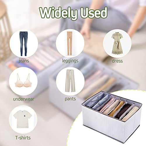 TouYinger Clothes Drawer Organizer, Closet Storage Organizers, Wardrobe Clothes Organizer, Build-in PP Board 7 Grids Clothes Storage Organizers for Jeans, Pants, Dresses, T-shirts, Sweater(2 Packs)