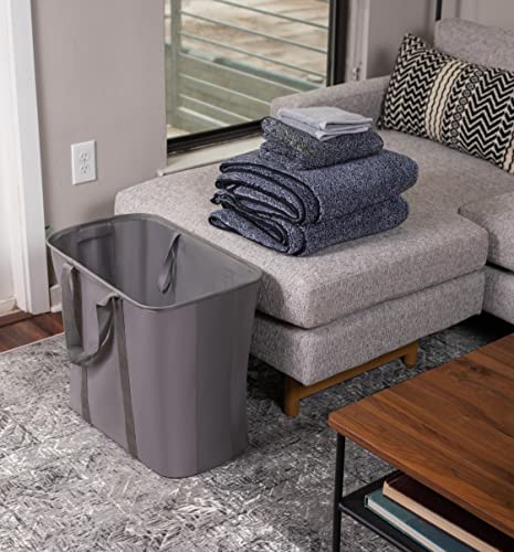 BIRDROCK HOME 75L Collapsible Laundry Basket Caddy - Grey - XL Foldable Tote Bag for Dirty Clothes - Strong Handles - Durable Fabric - Water Resistant - Lightweight