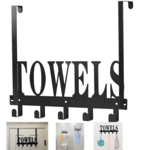 over the door hook hanger, towel holder for bathroom, (black)