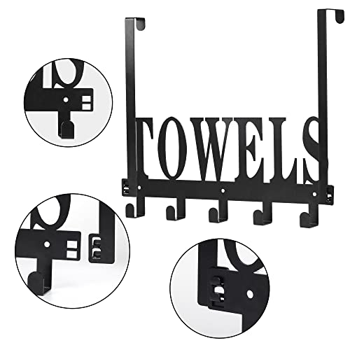 Over The Door Hook Hanger, Towel Holder for Bathroom, (Black)