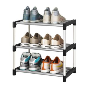 lechay 1 pc 3-tier stackable small shoe rack, shoe organization shoe holder entryway for saving storage