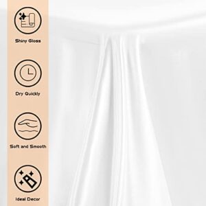 MTREO 10 Packs White Table Cloth Rectangle Rectangle Tablecloth Satin Tablecloths White Tablecloths for Rectangle Tables 57x108 Inch Bright Silk Table Cloth Rectangle Table for Wedding