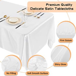 MTREO 10 Packs White Table Cloth Rectangle Rectangle Tablecloth Satin Tablecloths White Tablecloths for Rectangle Tables 57x108 Inch Bright Silk Table Cloth Rectangle Table for Wedding