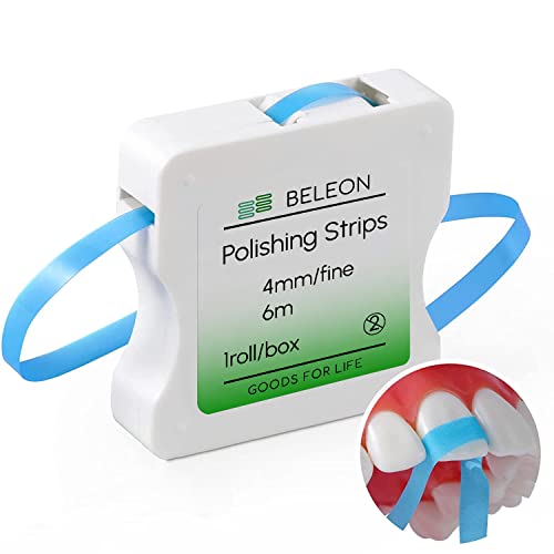 BELEON Dental Polishing Strips - Tooth Polisher Dental File for Teeth Sanding Grinding Deep Teeth Cleaning Tool Tooth Polish Abrasive Strip Oral Care Cleaning Tool - Fine 1 Roll 4mm x 6M