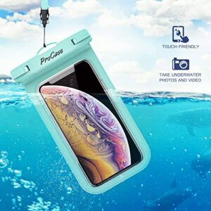 ProCase Universal Waterproof Case Phone Pouch Holder, 7 Inch Underwater Cellphone Dry Bag for iPhone 13 Pro Max Mini 12 11 Pro Max Xs XR X 8 7, Galaxy S21 S20 Pixel for Beach Swimming -Black/Green