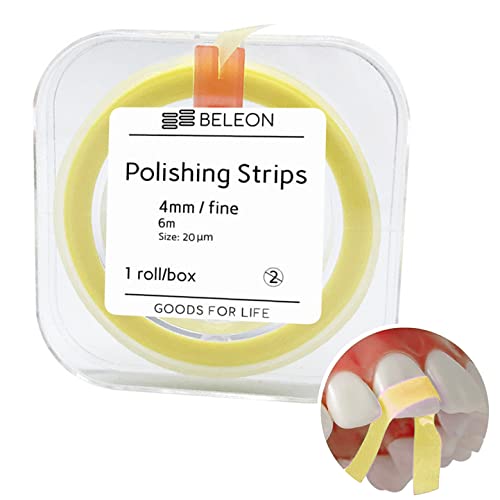 BELEON Dental Polishing Strips - Fine 1 Roll 4mm x 6M - Tooth Polisher Dental File for Teeth Sanding Grinding Deep Teeth Cleaning Tool Tooth Polish Abrasive Strip Oral Care Cleaning Tool