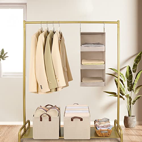 TOPIA HOME Storage Baskets for Shelves with Metal Frame, EXTRA LARGE, 2-Pack Closet Organizers and Storage Bins for Organization, Collapsible Rectangle Fabric Organizing Boxes, Beige, TP05Y