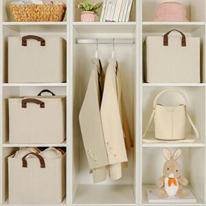 TOPIA HOME Storage Baskets for Shelves with Metal Frame, EXTRA LARGE, 2-Pack Closet Organizers and Storage Bins for Organization, Collapsible Rectangle Fabric Organizing Boxes, Beige, TP05Y