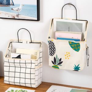 HUIGOU 2 Packs Wall Hanging Basket Fabric Closet Hanging Storage Caddy Bag Desktop Organizer Over The Door Pouch Hanging Shelf Organizer Baskets for Home Kitchen Bathroom Bedroom