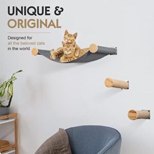 LSAIFATER Cat Hammock Wall Mounted Large Cat Perch with 2 Cat Wall Steps - Cat Wall Shelves for Indoor Cats or Kitty - Premium and Modern Cat Furniture for Sleeping, Playing, Climbing (Grey)