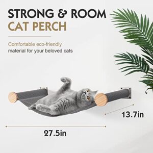 LSAIFATER Cat Hammock Wall Mounted Large Cat Perch with 2 Cat Wall Steps - Cat Wall Shelves for Indoor Cats or Kitty - Premium and Modern Cat Furniture for Sleeping, Playing, Climbing (Grey)