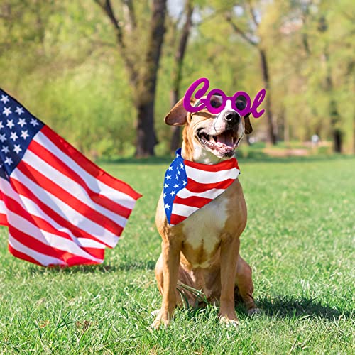 Whaline 4Pcs 4th of July Dog Bandanas & Matching Scrunchie Set American Flag Patriotic Dog Scarf Bow Clip Hair Band Headband for Pet Dog Owner Independence Day Memorial Day Dressing Accessories