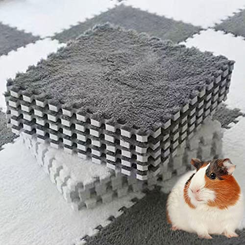 Oncpcare 10Pcs 11” x 11” Guinea Pig Pads Washable, Reusable Guinea Pig Fleece Cage Liners, Soft Warm Rabbit Sleep Mat Blanket Bed (Grey)