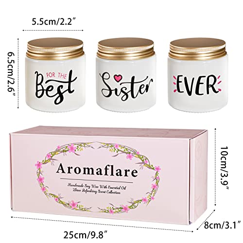 Aromaflare Sisters Gifts from Sister Lavender Scented Candle Gifts for Women Unique Friendship Present Christmas Mother's Day Birthday Gift for Soul Bestie Best Friend BFF Girlfriend