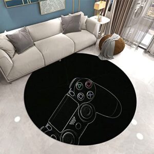 yfeilong boy teen gift rug 3d printed gamepad controller bedroom area large rug relax living room floor mat home decor sofa floor anti-slip mat (24 inch diameter)