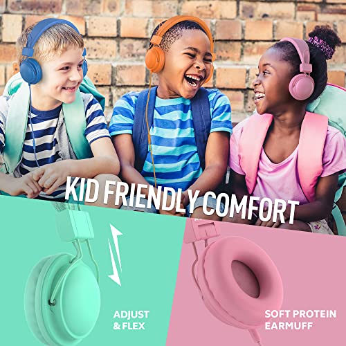 AILIHEN Kids Headphones Bulk 10 Pack for School K-12 Students, Classroom Wired Headphones with Microphone & 85dB Volume Limited & Sharing, 3.5mm Jack for Chromebook, Computer, Laptop (Multicolor)