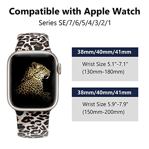 BMBMPT Compatible with Apple Watch Band 40mm 38mm 41mm Soft Silicone Sport Strap Replacement Wristbands for iphone iWatch Series 7 6 5 4 3 2 1 SE for Women Men 6 Pack leopard cheetah