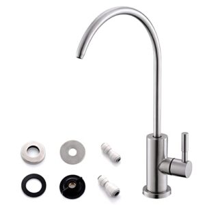 wewe drinking water faucet for kitchen sink, kitchen water filter faucet stainless steel for reverse osmosis or water filtration system beverage non-air gap ro faucet brushed nickel finish